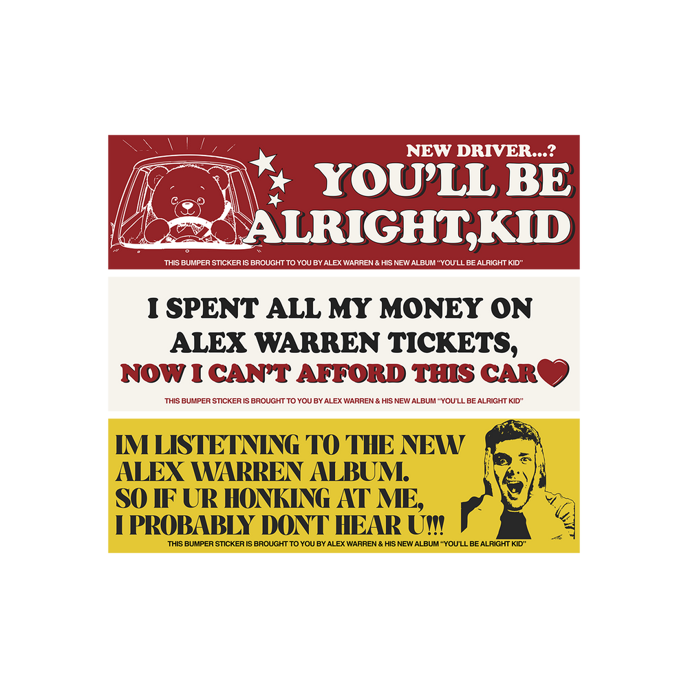 Alex Warren Bumper Sticker 3 Pack